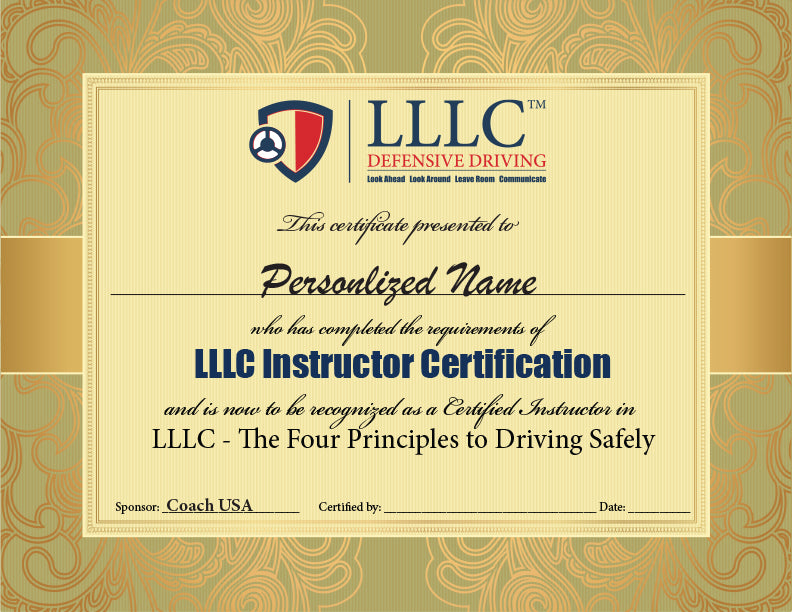 Instructor Certification certificate (personalized) – Coach USA Marketplace